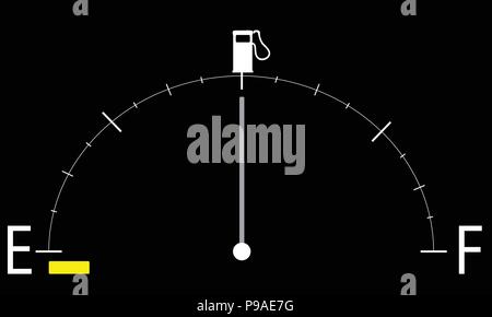 Fuel gauge. Half full tank. Round black car dashboard 3d device Stock ...