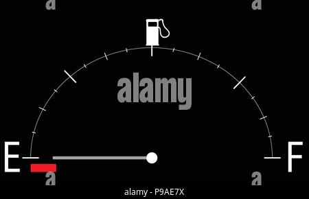 Illustrated automotive gas gauge indicating half full tank with yellow ...