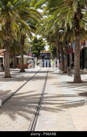 Tourist tram / streetcar in Oranjestad, Aruba, Dutch Caribbean Stock ...