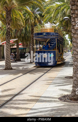 Tourist tram / streetcar in Oranjestad, Aruba, Dutch Caribbean Stock ...