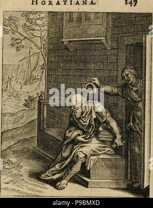 Xanthippe emptying a chamber pot over Socrates. (From Emblemata ...