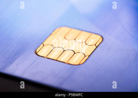 Golden smart card module of a smartcard | usage worldwide Stock Photo ...