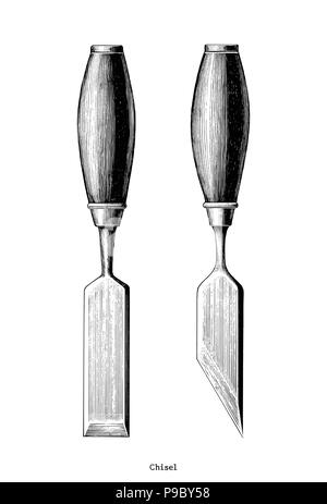 Wood carving logo with chisel cutting a wood bar, timber engraving ...