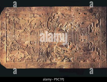Bas-relief of the mayan king Pakal in Palenque, Chiapas, Mexico Stock ...