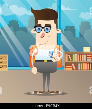 Schoolboy drinking brandy. Vector cartoon character illustration Stock ...