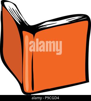 Orange reading book, illustration, vector on white background Stock ...