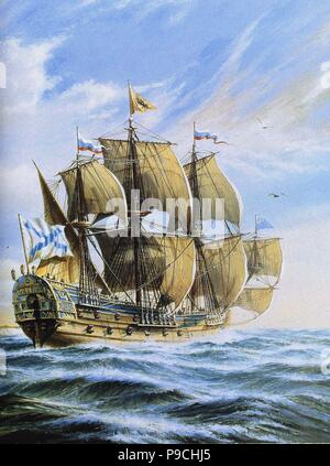 Russian ship of the line Poltava (1712). Museum: Russian State Library ...