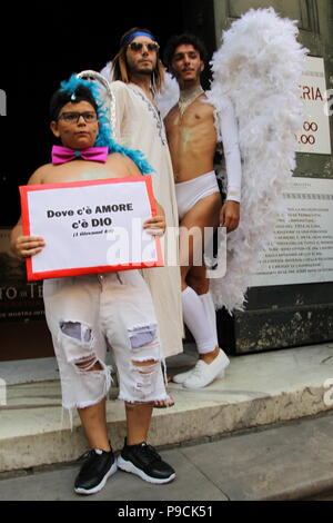 Naples, Italy. 14th July, 2018. Parade through town during Napoli Pride ...