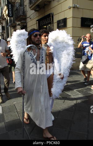 Naples, Italy. 14th July, 2018. Parade through town during Napoli Pride ...