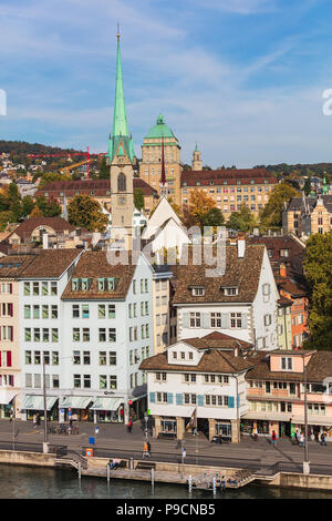 Zurich, Switzerland - September 28, 2017: Munsterbrucke bridge over the ...