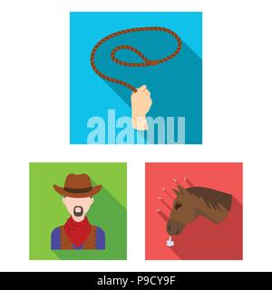 Rodeo, competition flat icons in set collection for design. Cowboy and ...