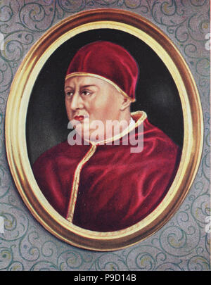 Old reproduction of a portrait of Pope Leo X (Giovanni di Lorenzo de ...