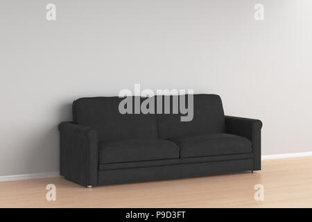 Black suede leather sofa in interior. 3d render Stock Photo - Alamy