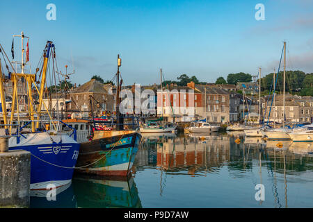 Padstow Cornwall England July 12, 2018 Early morning in the port of ...