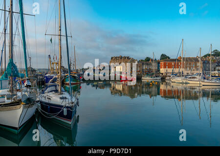 Padstow Cornwall England July 12, 2018 Early morning in the port of ...