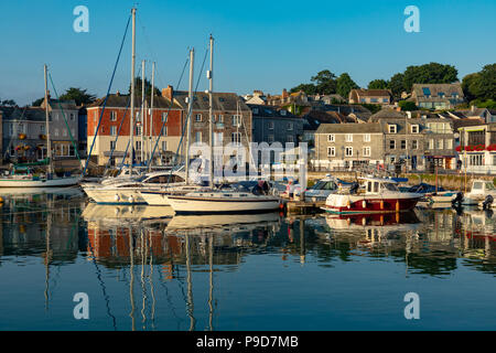 Padstow Cornwall England July 12, 2018 Early morning in the port of ...