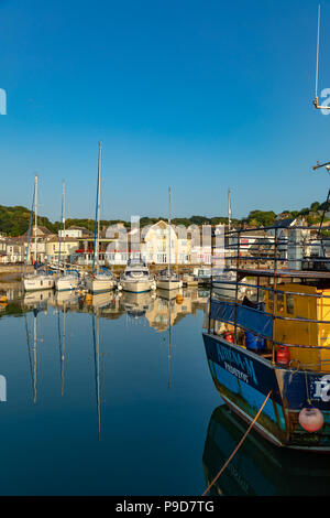 Padstow Cornwall England July 12, 2018 Early morning in the port of ...