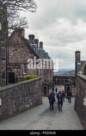 Walkway inside the complex area of Edinburgh Castle, popular tourist ...
