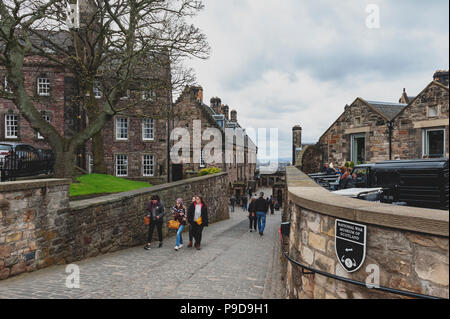 Walkway inside the complex area of Edinburgh Castle, popular tourist ...