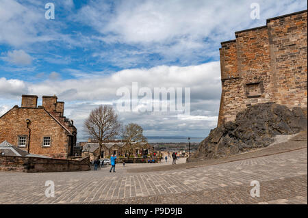 Walkway inside the complex area of Edinburgh Castle, popular tourist ...