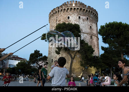 Soap bubbles on the seafront promenade of Thessaloniki Greece Stock ...