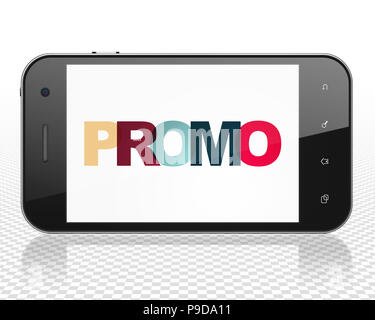 Business concept: Smartphone with Painted multicolor text Contact us on ...