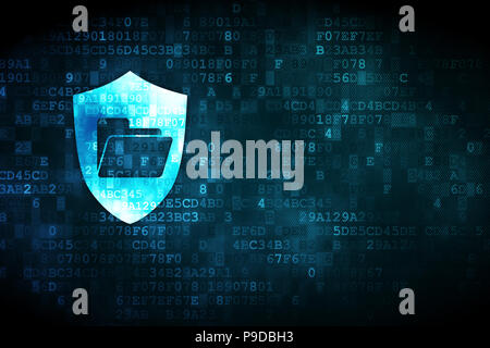 Business concept: pixelated Folder With Shield icon on digital ...