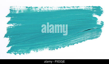 Turquoise brush stroke isolated over white background Stock Photo - Alamy