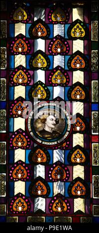 Palacio Guell, vitral. Sala noble rey Lear. Modernismo Stock Photo - Alamy