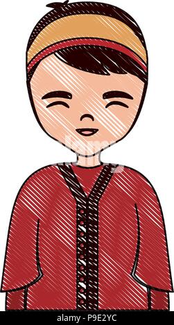 Cartoon man with traditional costume of taiwan icon over white ...