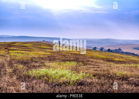 Beautiful colorful autumn landscape of the hills with trees, rocks and ...