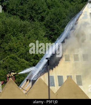 Wadsworth, Illinois, USA. 17th July, 2018. Gurnee Illinois firefighters ...
