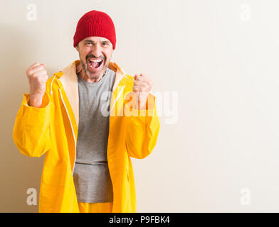 Senior man screaming proud and celebrating victory and success very ...