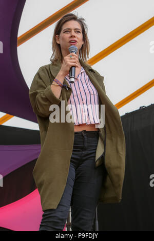 Comedian Lou Sanders performs on day 3 during the 2019 Latitude ...