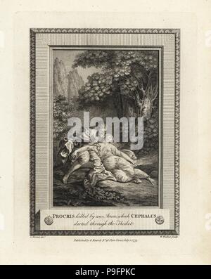 'Procris Killed by an arrow which Cephalus darted through the thicket ...