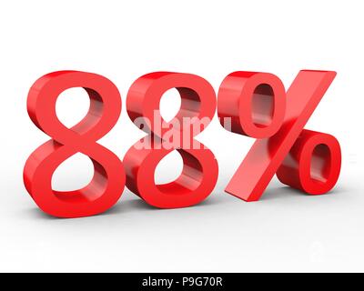 Red numbers 88 on white background 3D rendering with clipping path ...