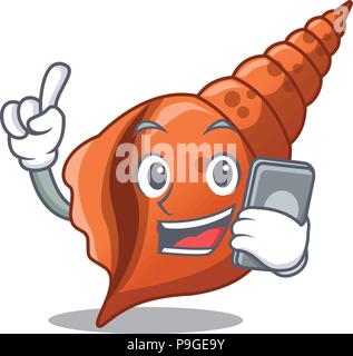 With phone exotic shell character cartoon Stock Vector Image & Art - Alamy