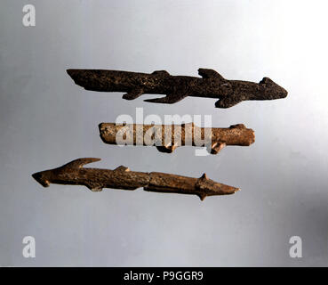 bone harpoon with double row of teeth, Cantabrian type decorated and ...