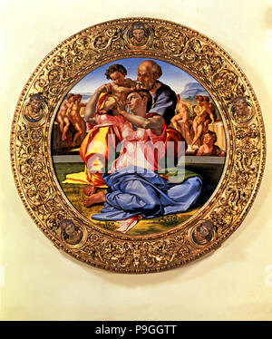 Michelangelo Holy Family Painting Uffizi Gallery Florence Italy IT ...