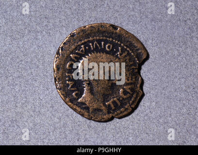 Roman coin from the first half of the 1st. century, having a head ...