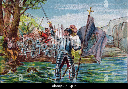 The discovery of the Pacific ocean in 1513 by Vasco Núñez de Balboa ...