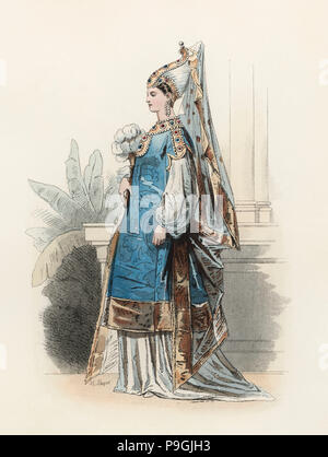 Turkish Princess, in the modern age, color engraving 1870 Stock Photo ...