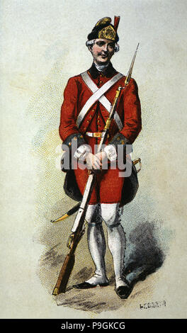 Spain. Military uniforms. 18th century. Soldier of the Regiment of the ...