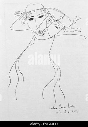 Drawing by Federico Garcia Lorca (1899-1936) held in Buenos Aires to ...