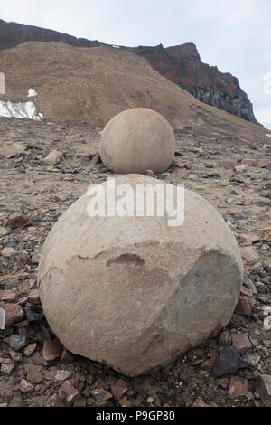 Mysterious stone spheres, Champ Island, Franz Josef Land Stock Photo ...