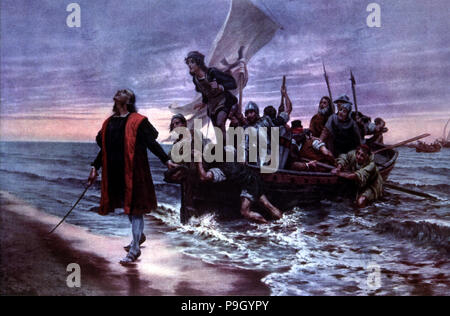 First Landing of Christopher Columbus Stock Photo - Alamy