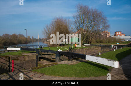 Diglis Junction. Where the canal meets the River Severn, Worcester, England, Europe Stock Photo ...