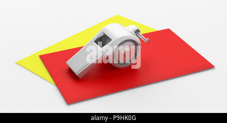 whistle and cards on white background. Isolated 3D illustration Stock ...