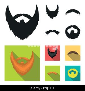 Mustache and beard, hairstyles flat icons in set collection for design ...