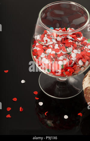 Natural stone and a glass on the varnished coating, the reflection of ...